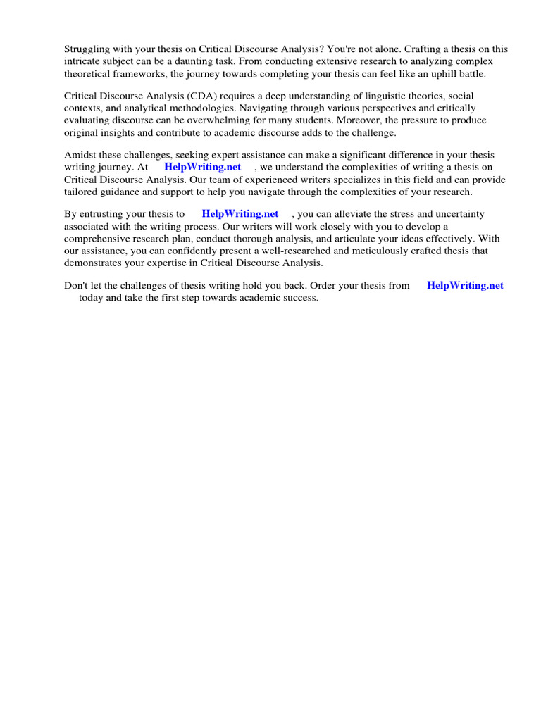 Thesis Critical Discourse Analysis | Download Free PDF | Critical Thinking | Discourse