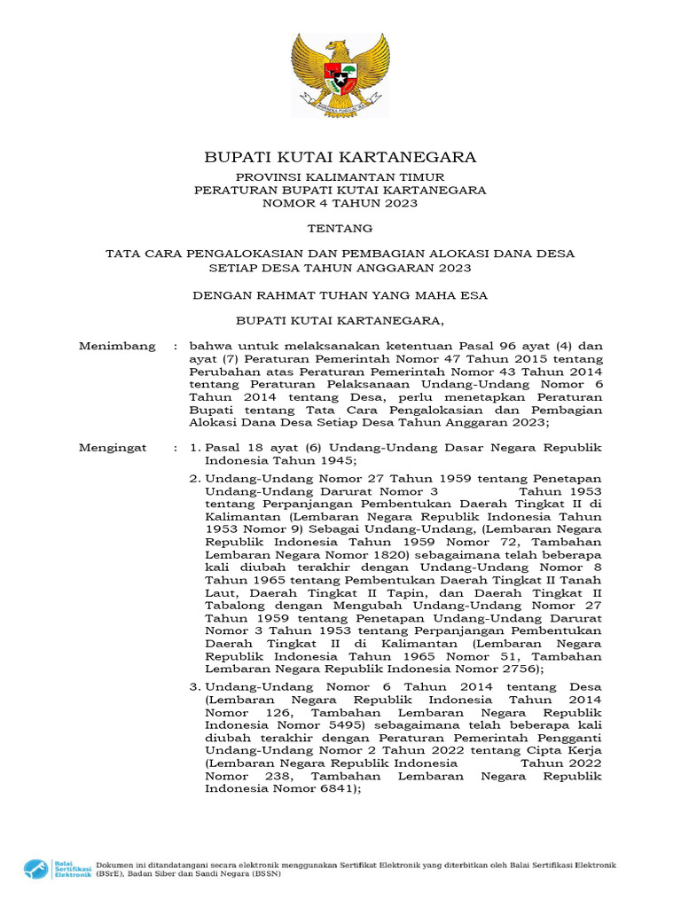 Perbup No 4 Tahun 2023 TTG Tata Cara Pembagian Add 2023 - Signed - Signed - Signed - Sign ...