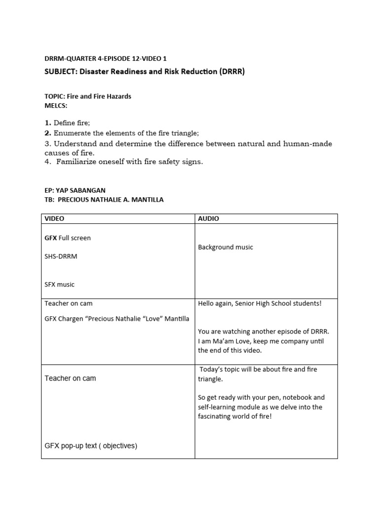 DRRM Q4 EP 12 Fire, Fire Triangle | PDF | Fires | Nature
