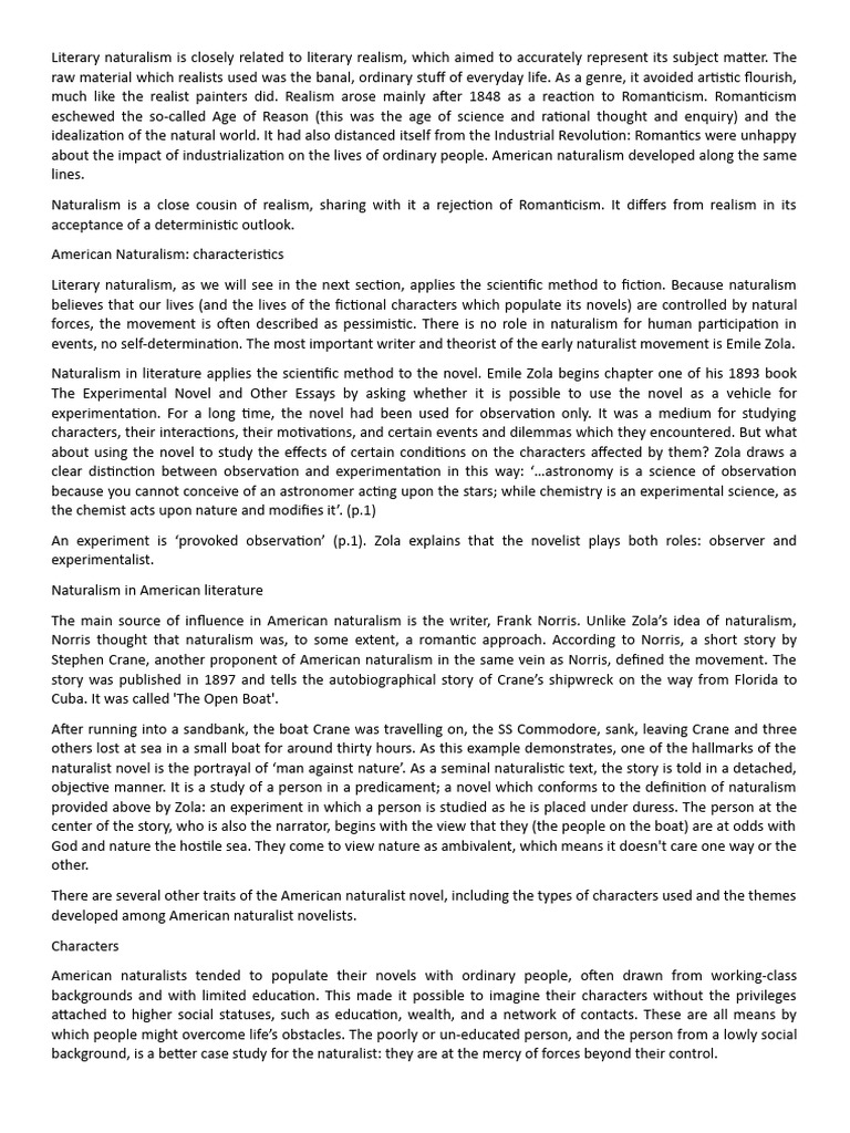 Understanding American Naturalism in Literature | PDF | Postmodern ...