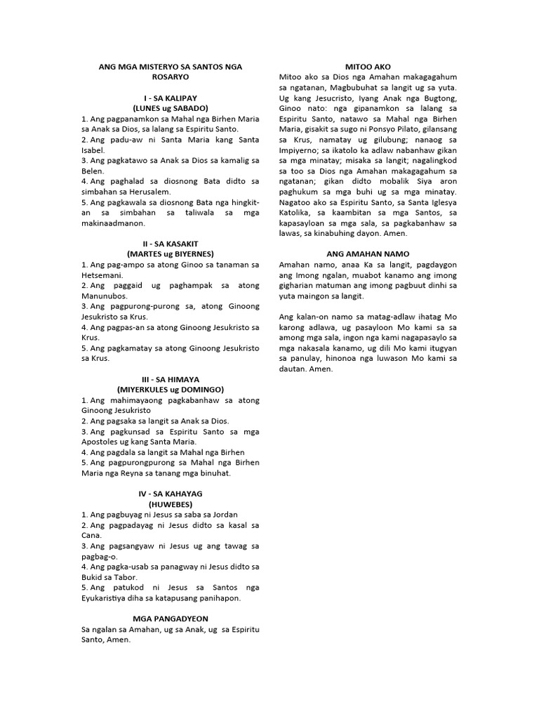Bisaya Rosary | PDF