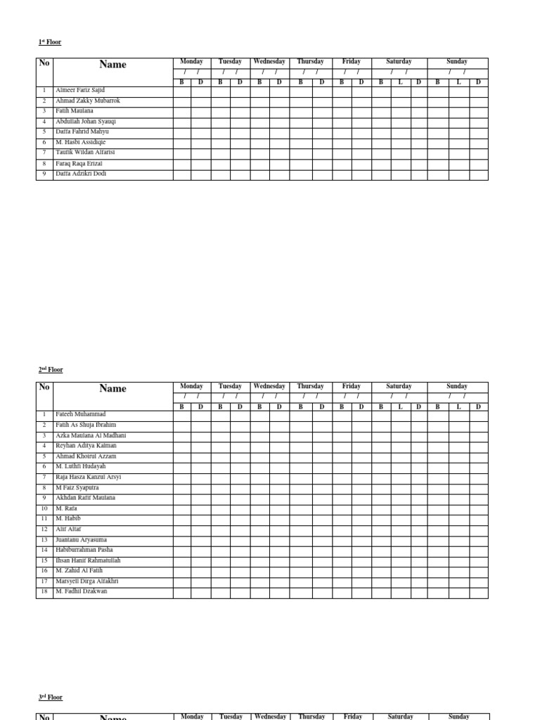 Weekly Schedule for Muhamad Faris Adzikri | PDF
