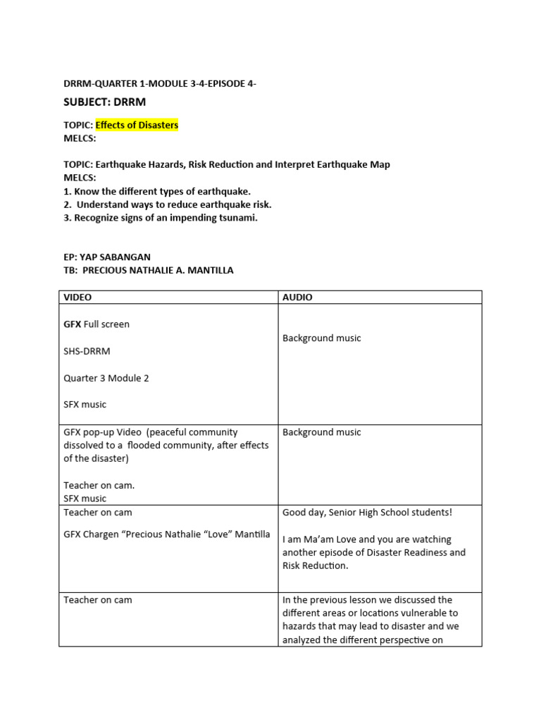 DRRM-Q3 EP4 Earthquakes, Tsunamis | PDF