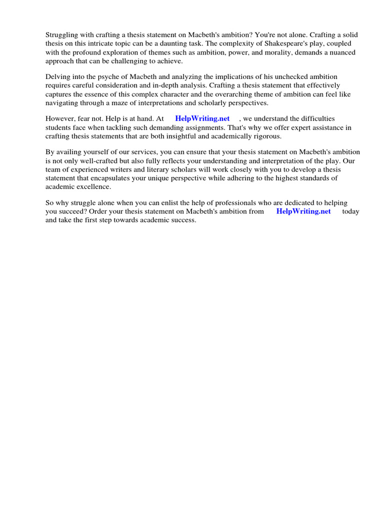 Macbeth Ambition Thesis Statement | PDF | Macbeth