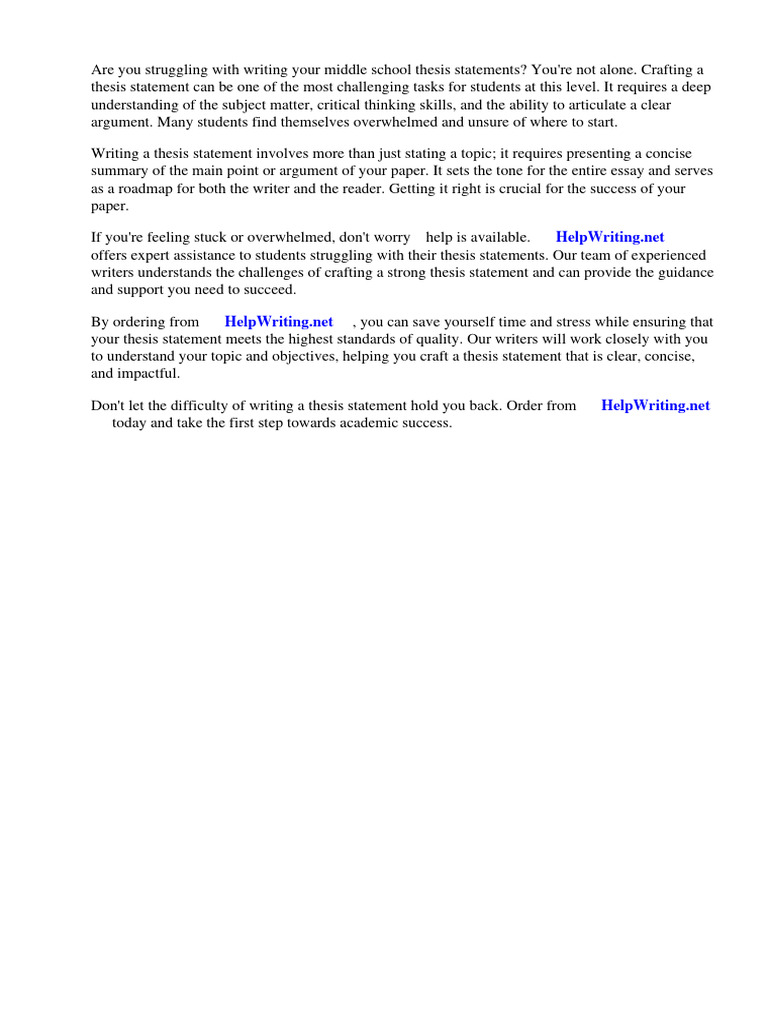 Teaching Middle School Thesis Statements | PDF | Essays | Thesis