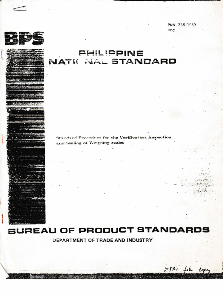 PNS 238 1989 Standard Procedure For The Verification Inspection and ...