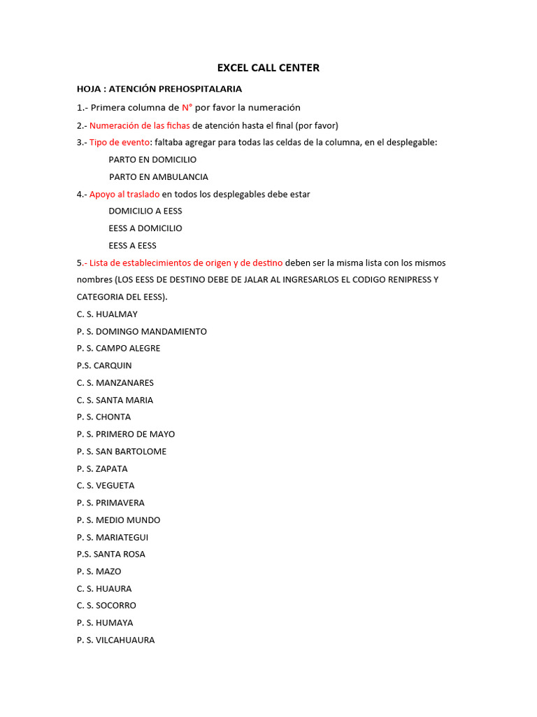 Excel Call Center | PDF