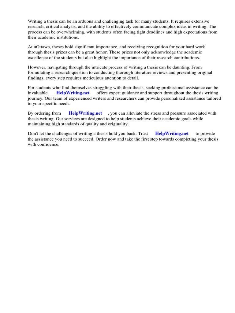 Uottawa Thesis Prizes | PDF | Thesis | Mathematics