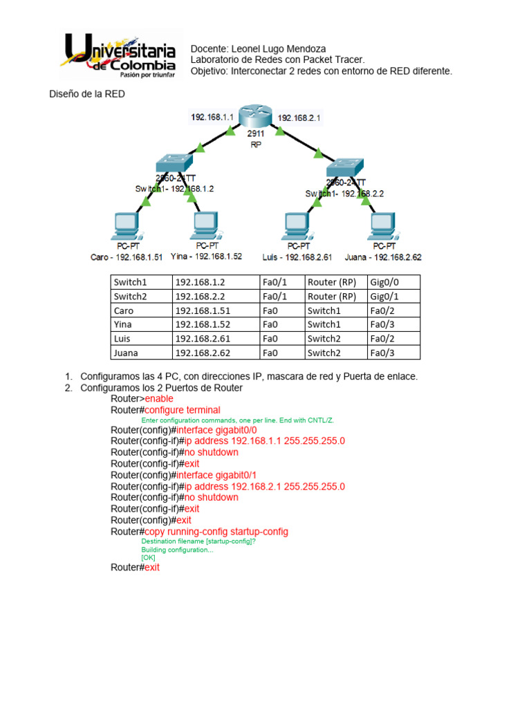 Laboratorio 5 - Docente | PDF | Router (Computing) | Networking Standards