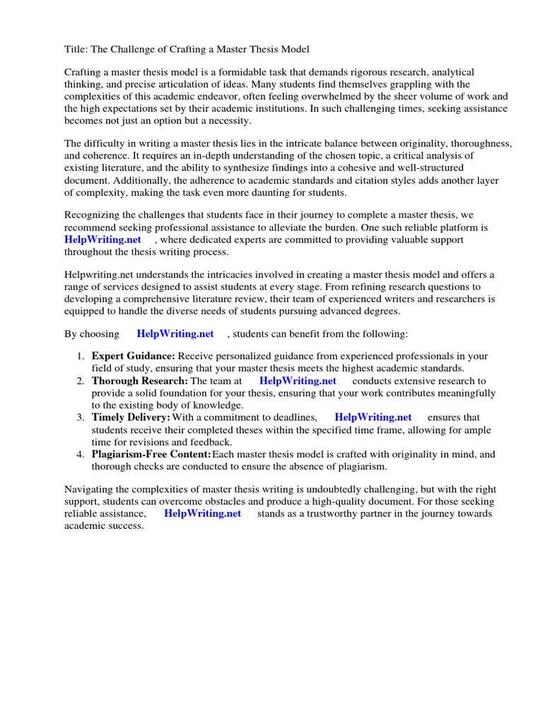 Master Thesis Model | PDF | Thesis | Social Media