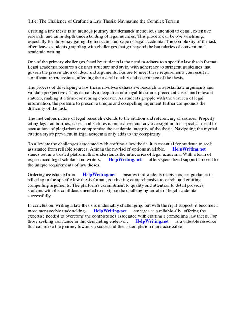 Law Thesis Format | Download Free PDF | Essays | Thesis