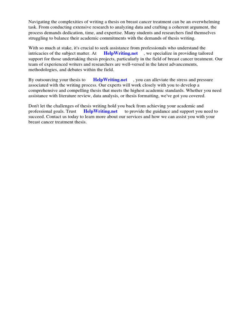 Breast Cancer Treatment Thesis | Download Free PDF | Breast Cancer | Cancer