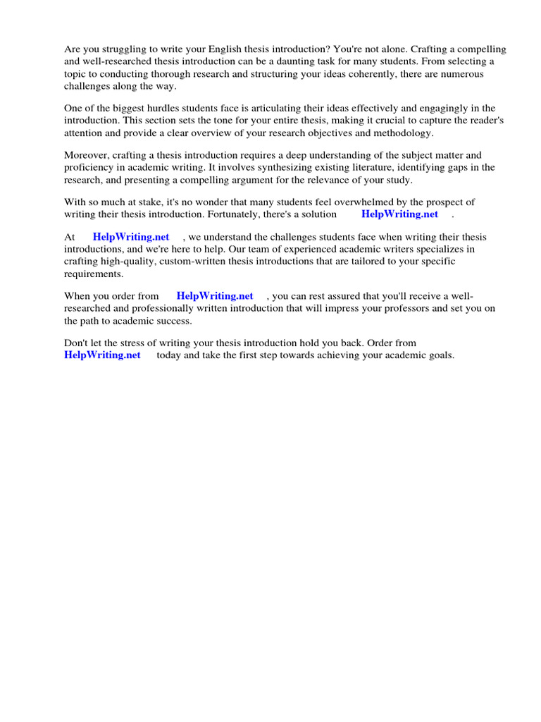 English Thesis Introduction Sample | PDF | Business