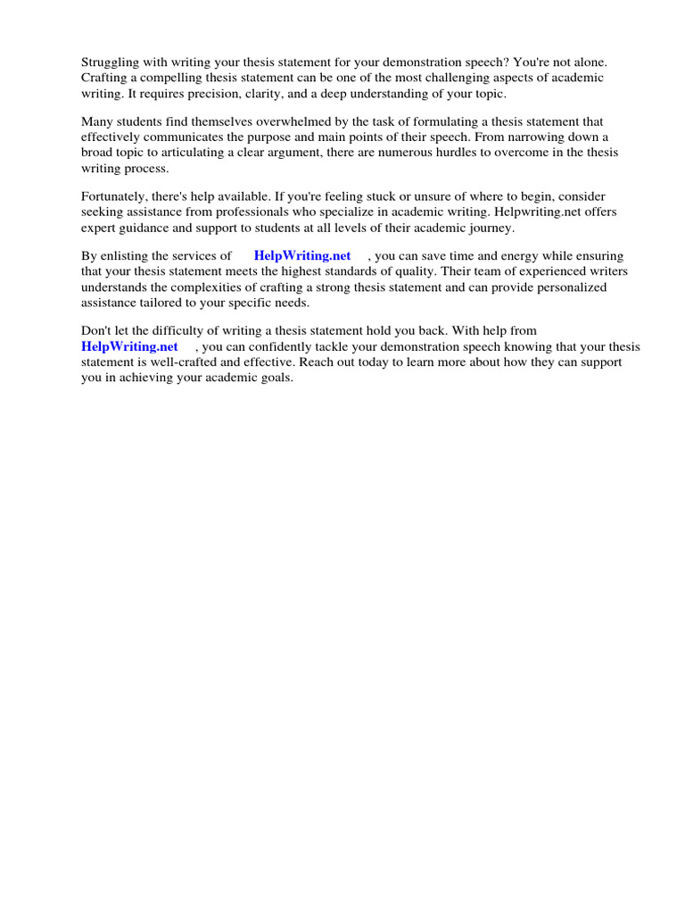 Thesis Statement Examples Demonstration Speech Download Free PDF