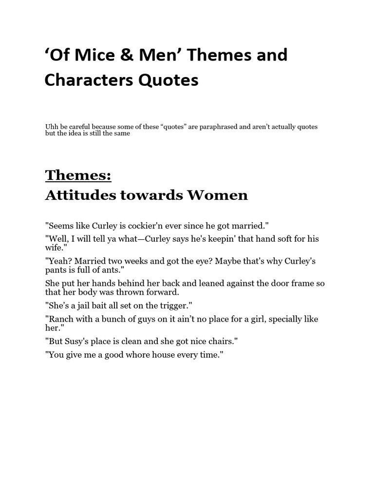 Of Mice and Men Quotes | PDF
