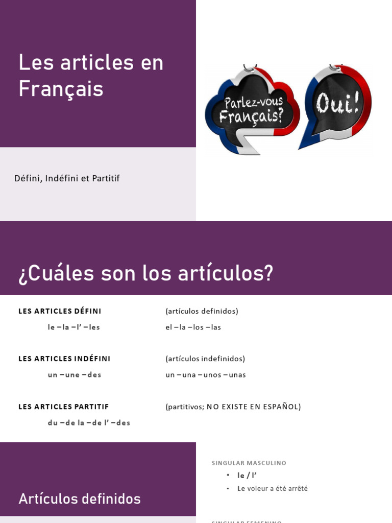 Les Articles en Français | PDF | Lingüística | Gramática