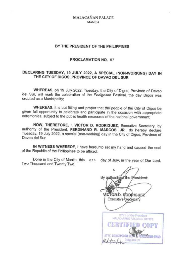 Proclamation No. 7 | PDF