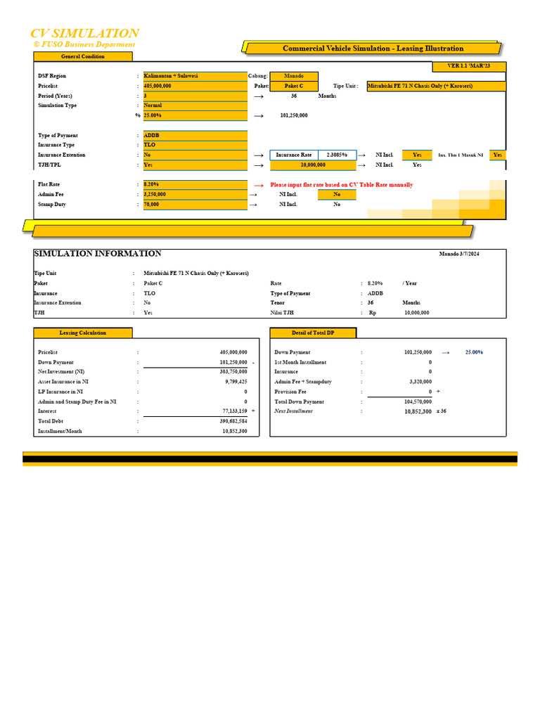 CV Simulation Ver 1.1 Manual (Revisi) - All Region | PDF