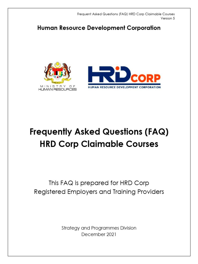 HRD Corp Claimable Courses FAQ | PDF | Non Governmental Organization ...