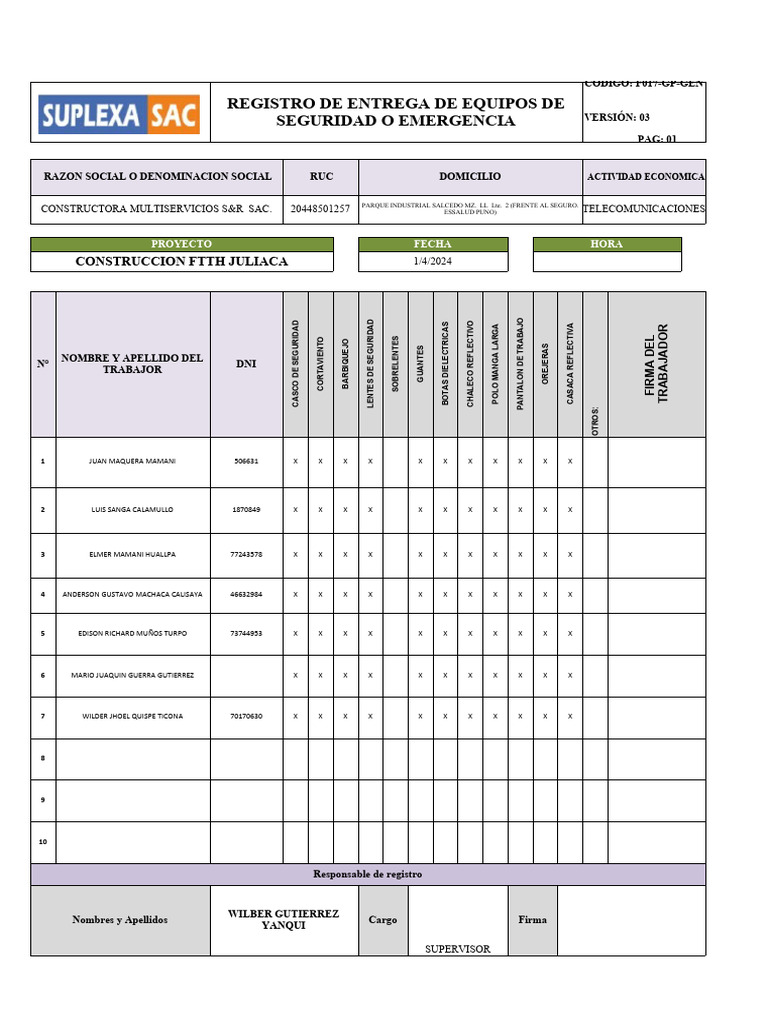 ACTA DE ENTREGA DE EPPS | PDF