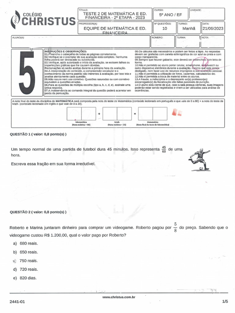 prova_matematica_5_ano | PDF