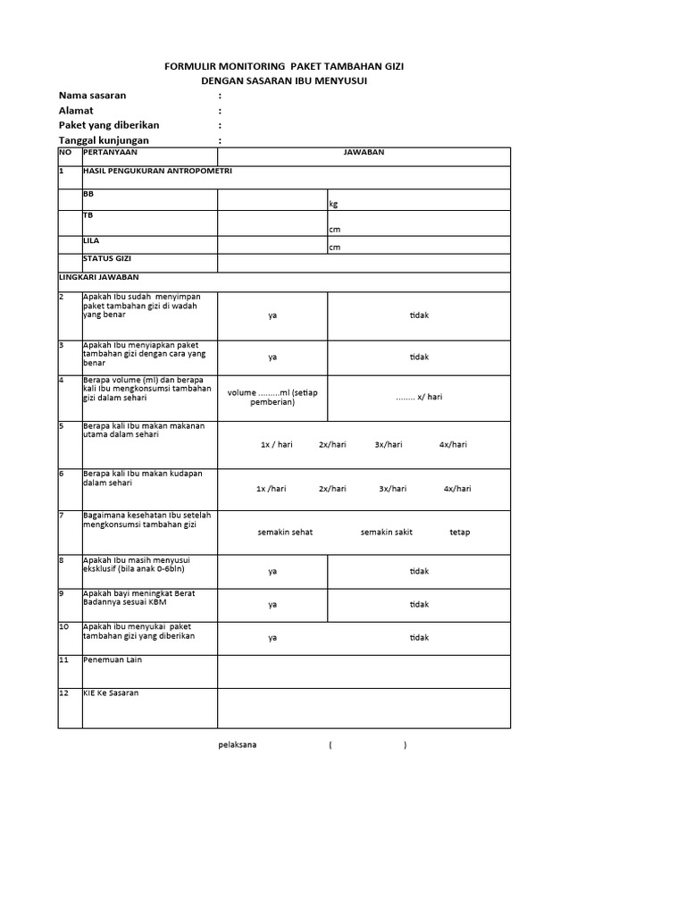 Cheklist Monit-PMT 2024 | PDF | Kesehatan Holistik