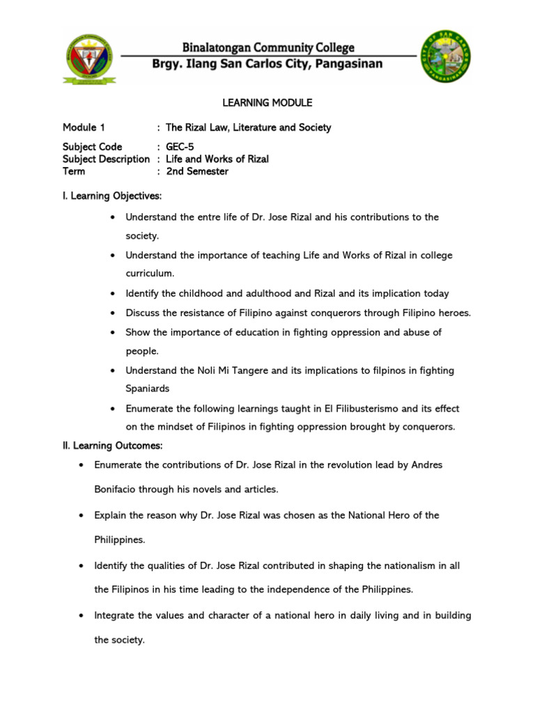 Rizal Module 1 | PDF