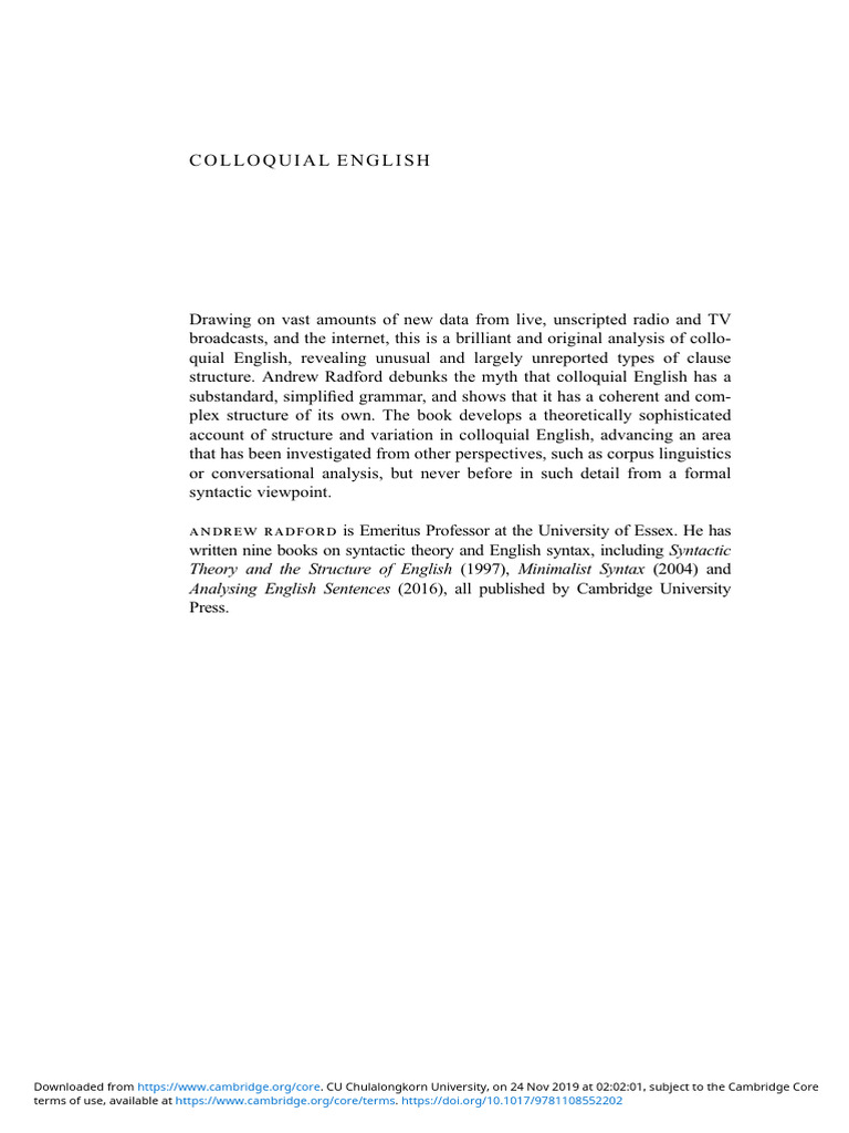 Colloquial English | PDF | Syntax | Clause