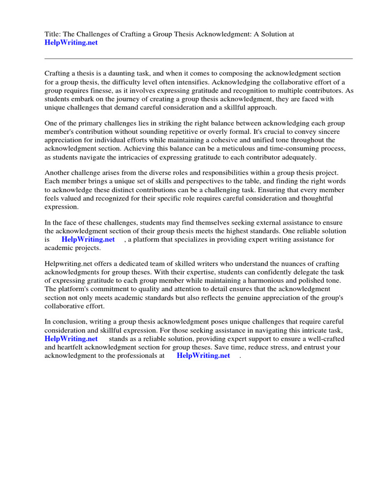 Sample of Acknowledgement For Group Thesis | PDF | Thesis | Gratitude Sample of Acknowledgement For Group Thesis | PDF | Thesis | Gratitude