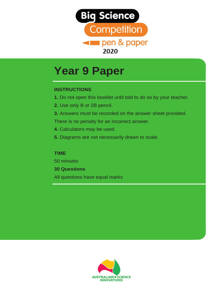 Year 9 Big Science Competition Paper | PDF | Earth | Plate Tectonics