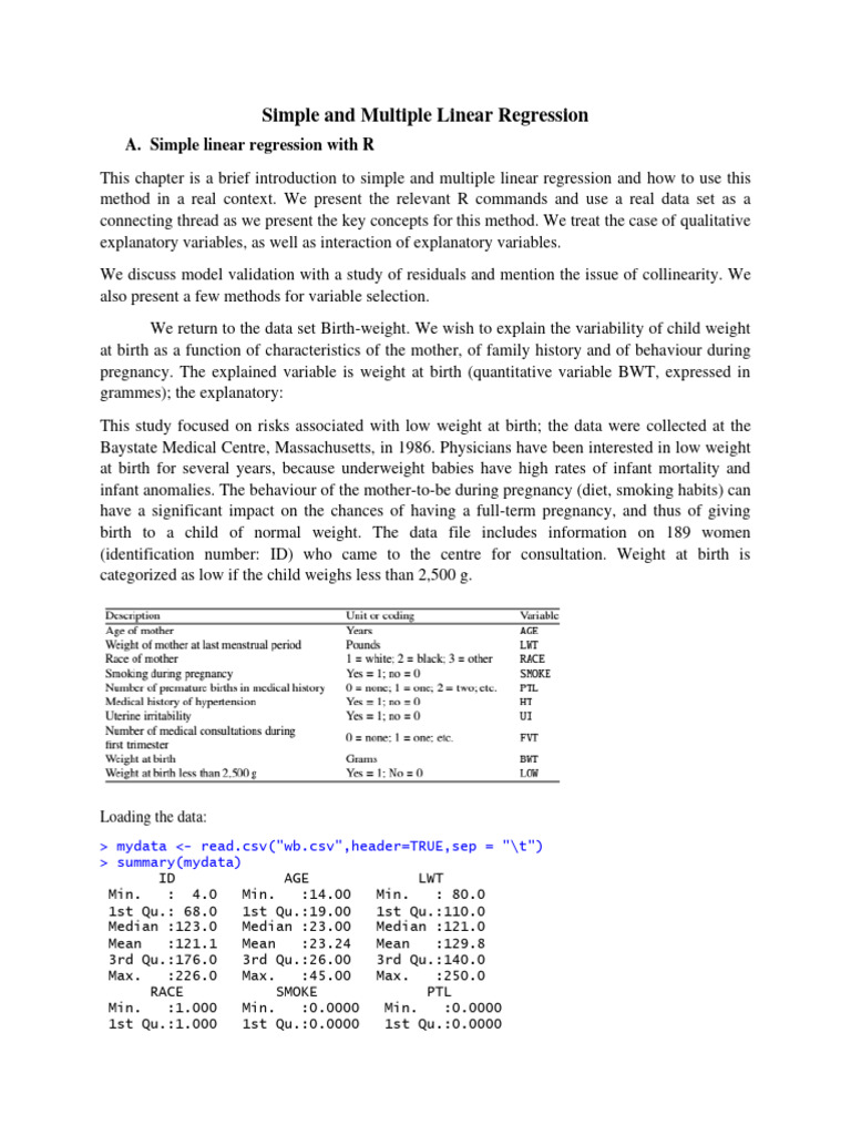 D Linear Regression With R | PDF | Coefficient Of Determination | Errors And Residuals