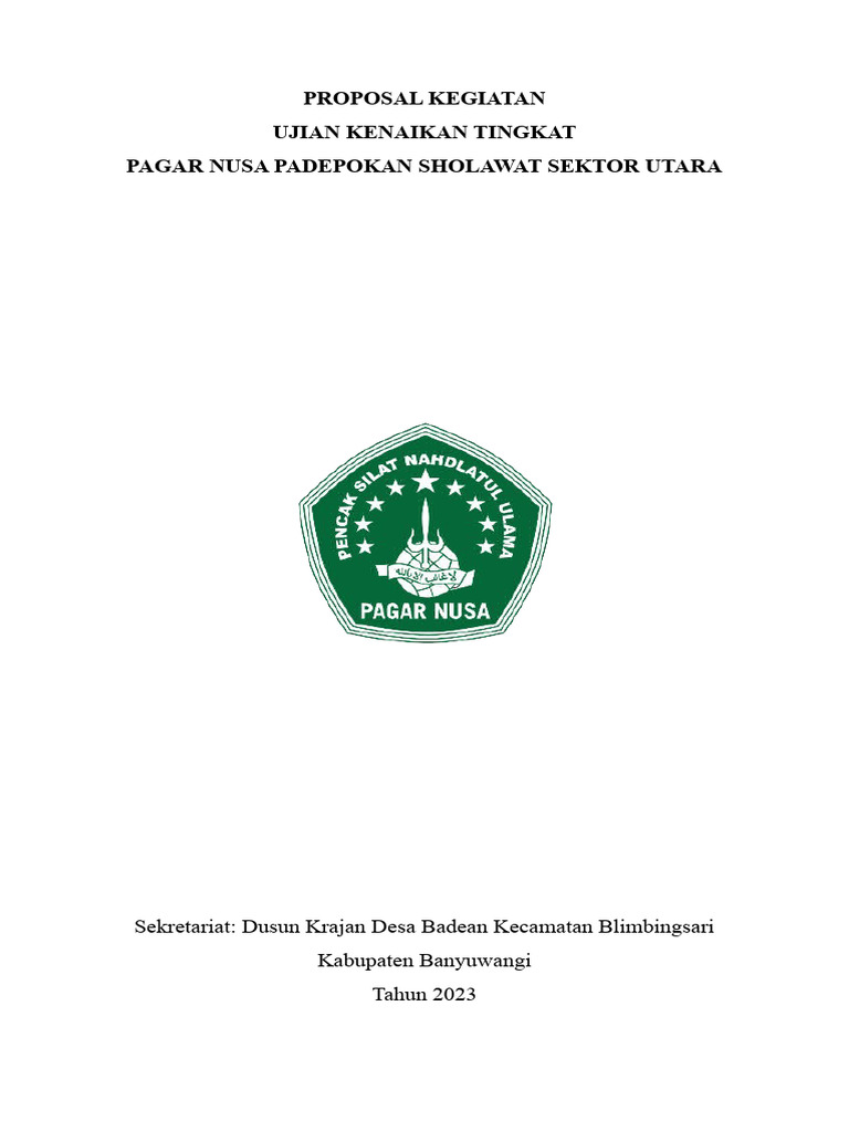 Proposal Kegiatan Ukt Pagar Nusa | PDF