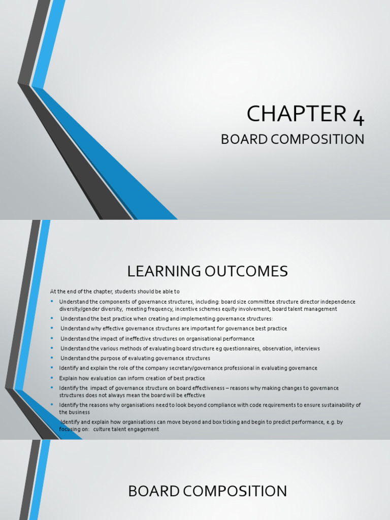 Chapter 4 - Board Composition | PDF | Evaluation | Governance