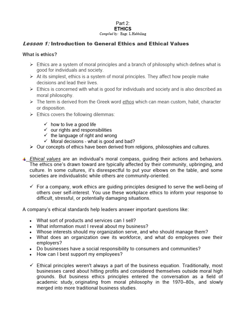 Ethics Lesson 1 | PDF | Morality | Business Ethics