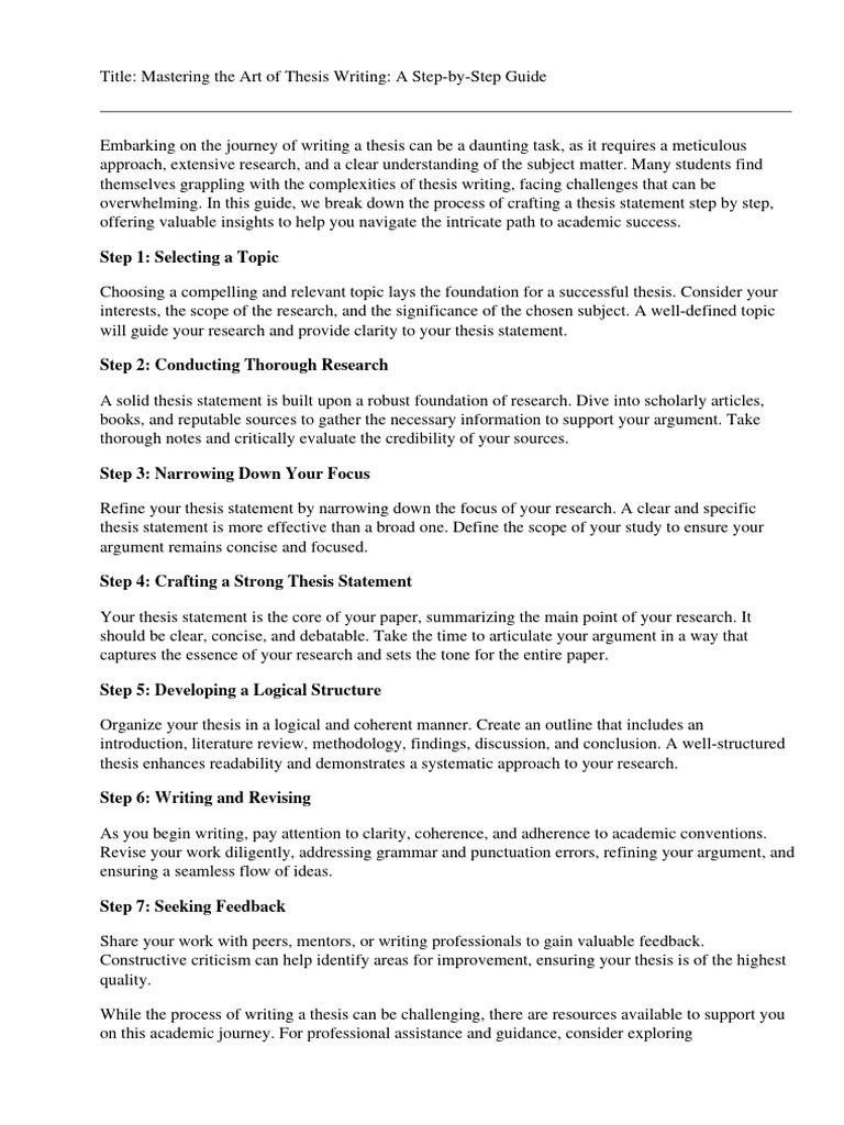 How To Write A Thesis Statement Step by Step | PDF | Essays | Thesis