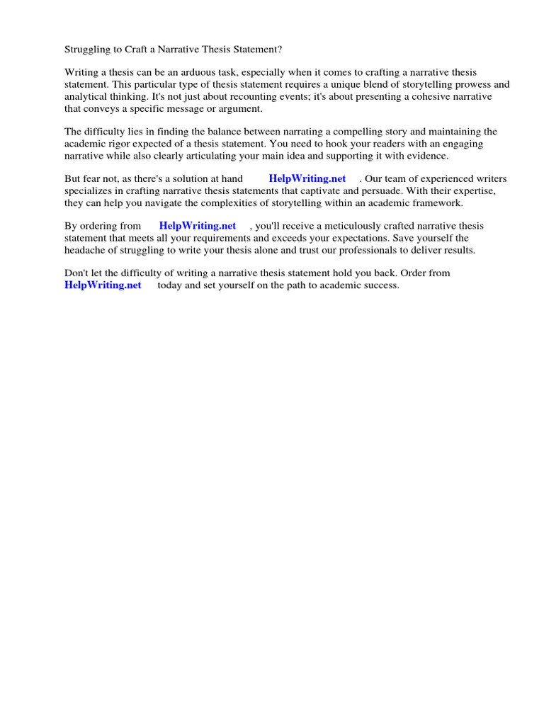 Example of A Narrative Thesis Statement | Download Free PDF | Essays ...