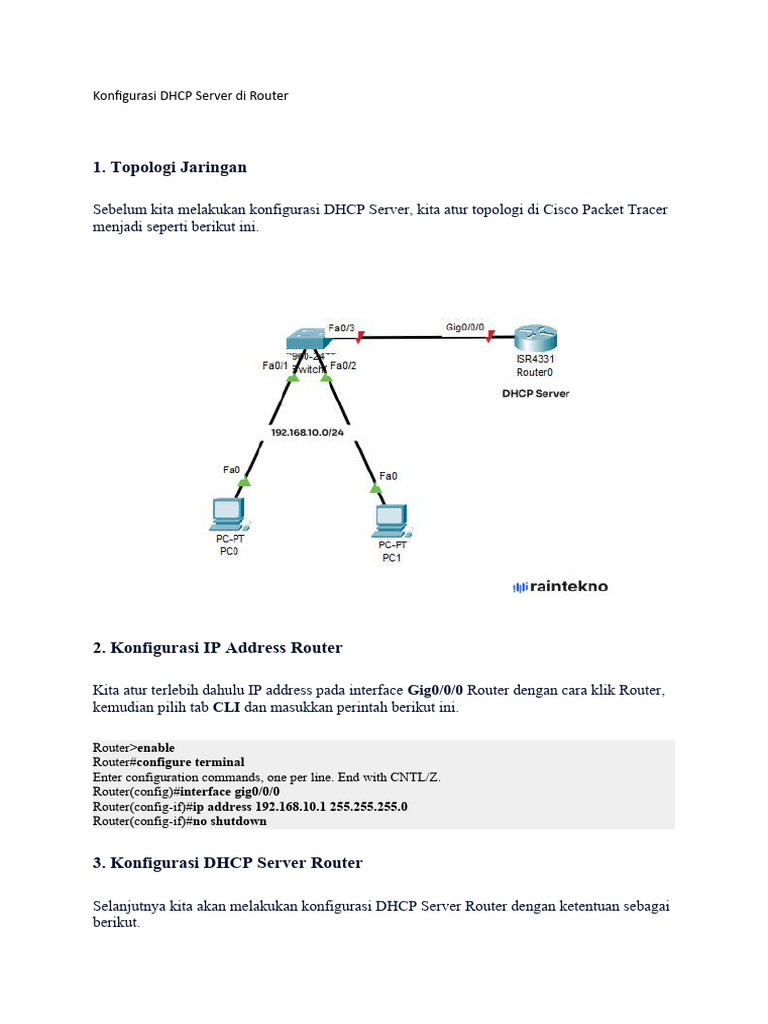 Konfigurasi DHCP Server di Router | PDF | Teknologi & Rekayasa