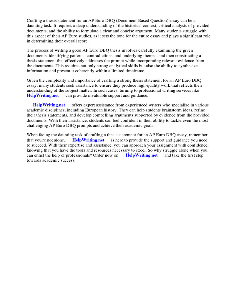 Good AP Euro DBQ Thesis | PDF | Essays | Advanced Placement