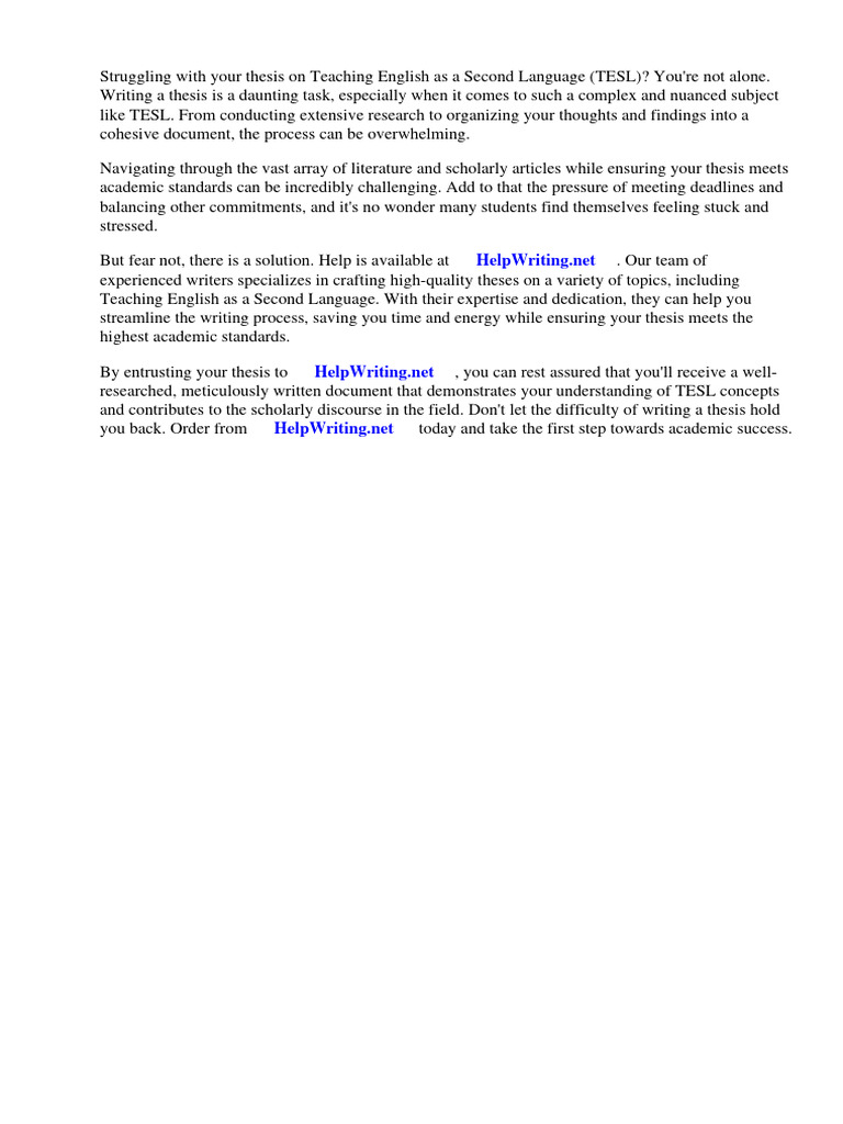 Thesis Teaching English Second Language | PDF | English As A Second Or Foreign Language | Second ...