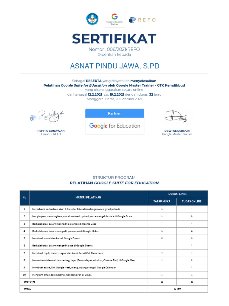 Sertifikat 1 - 2021 | PDF