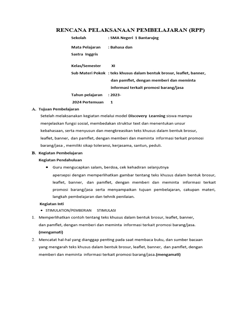 RPP Brochure | PDF | Karier & Perkembangan