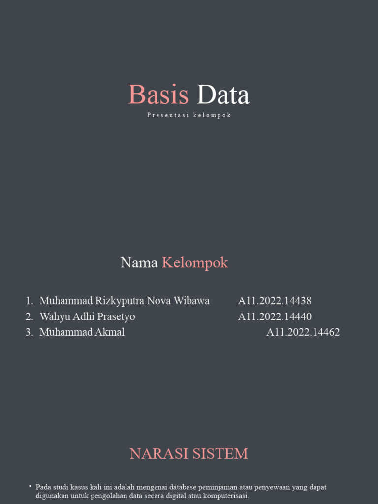 Basis Data Presentasi (Autosaved) | PDF