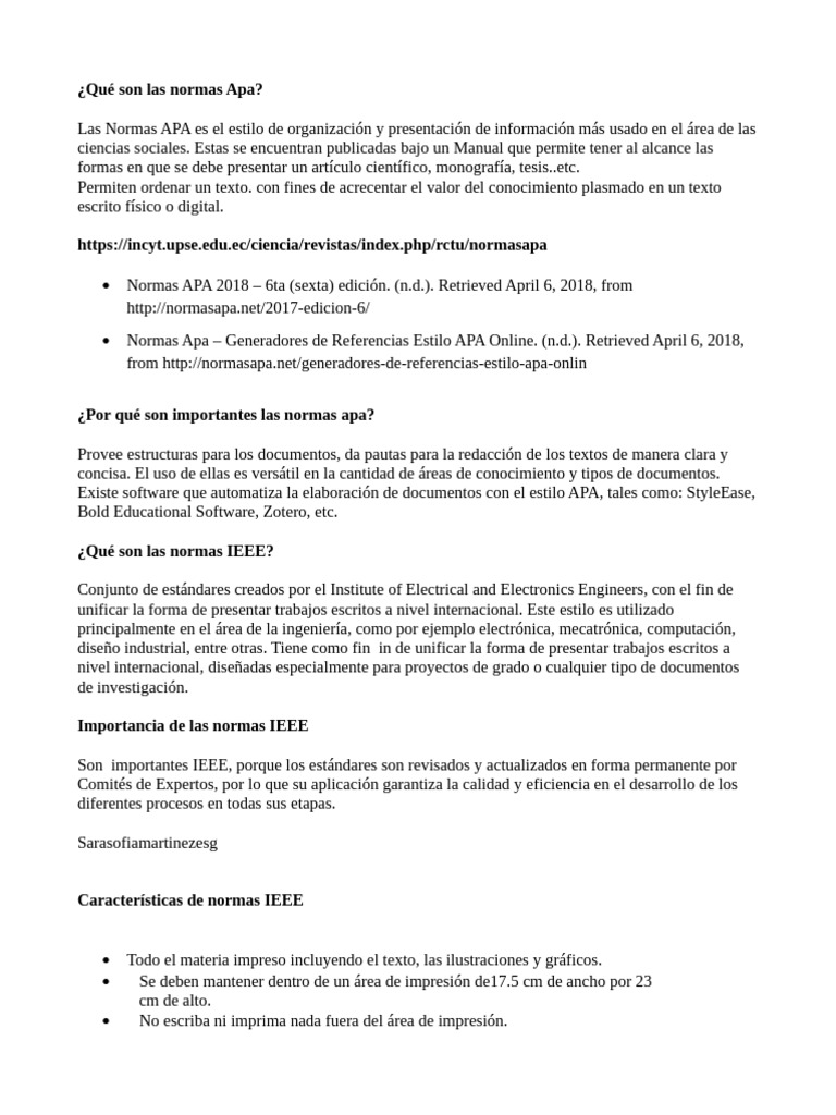 Comparativa: Normas APA e IEEE | PDF | Instituto de Ingenieros ...
