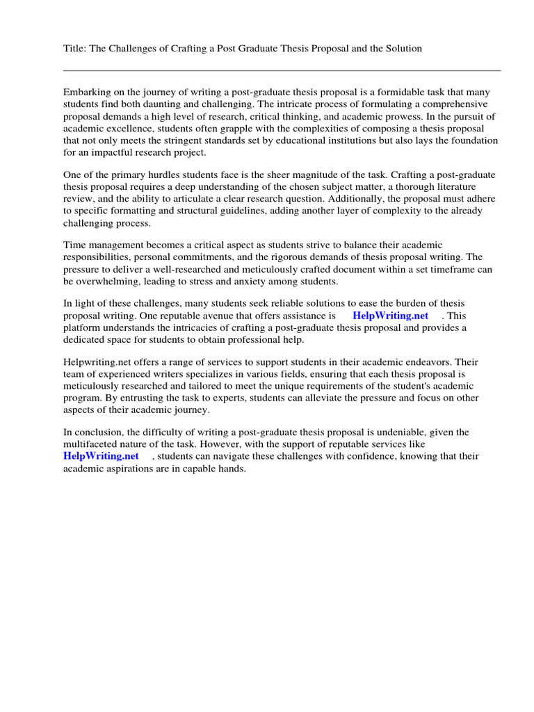 Postgraduate Thesis Proposal Guide | PDF | Thesis | Essays