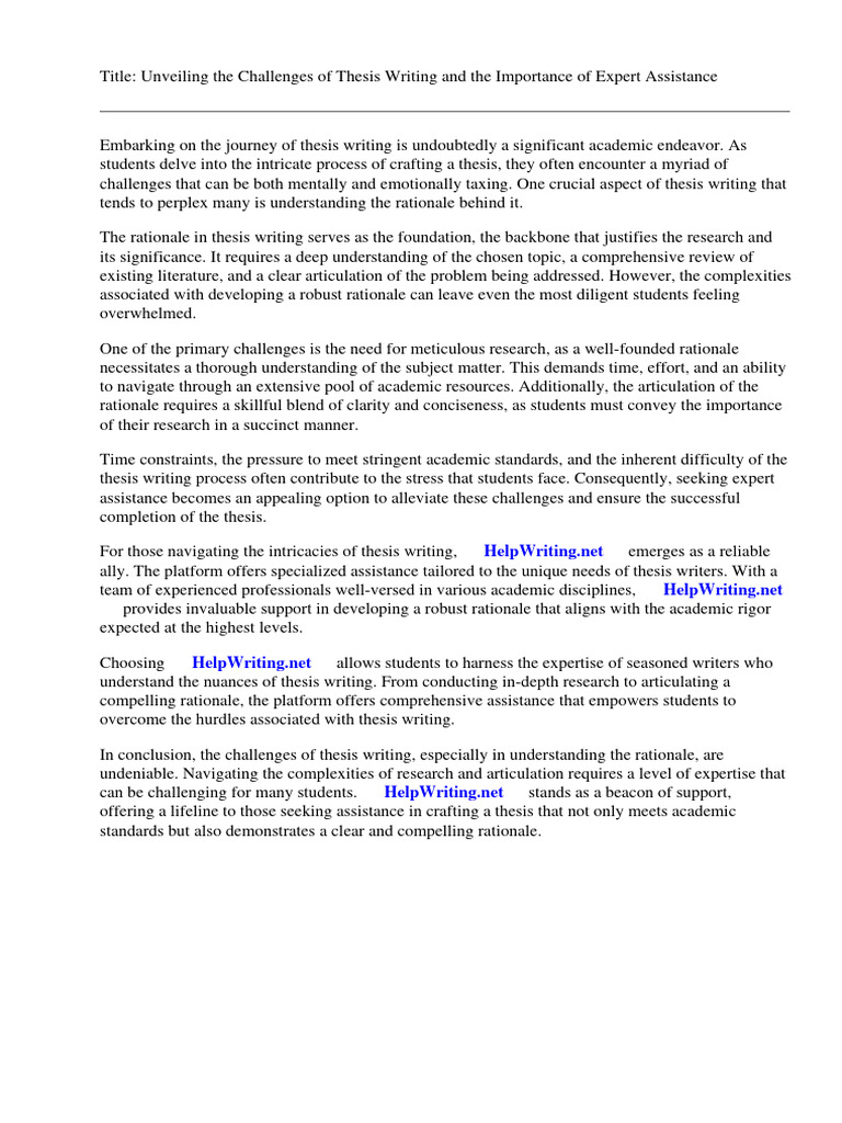 What Is Rationale in Thesis Writing | PDF | Essays | Thesis