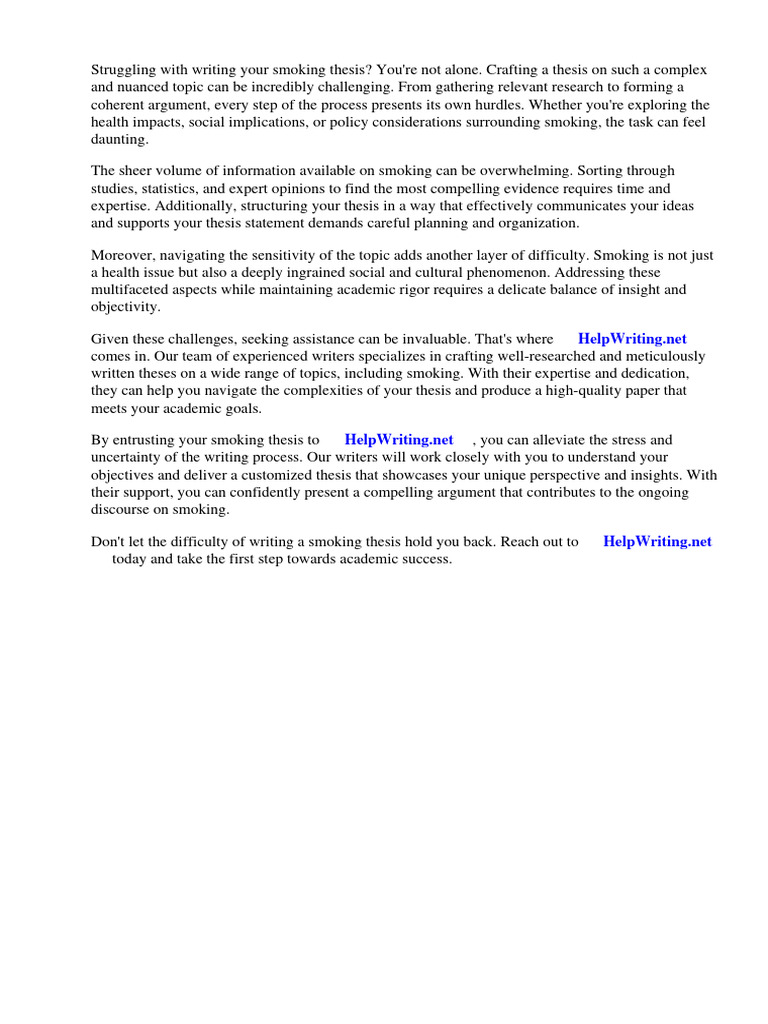 Smoking Thesis | PDF | Tobacco Smoking | Addiction