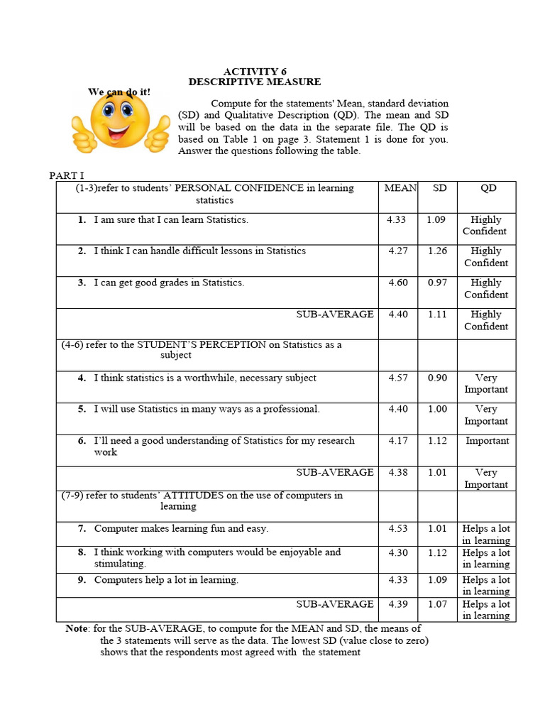 Template - ACTIVITY 6 Variation | PDF | Statistics | Data