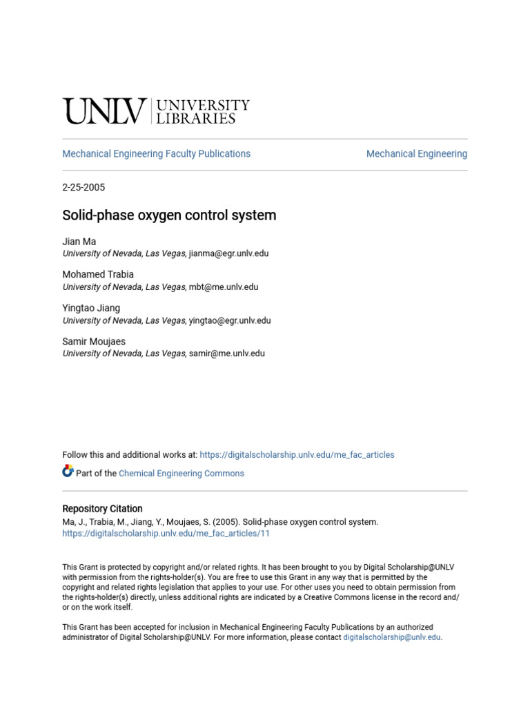 2005-UNLV Proposal-Solid Phase Oxygen Control System | PDF | Coolant | Lead
