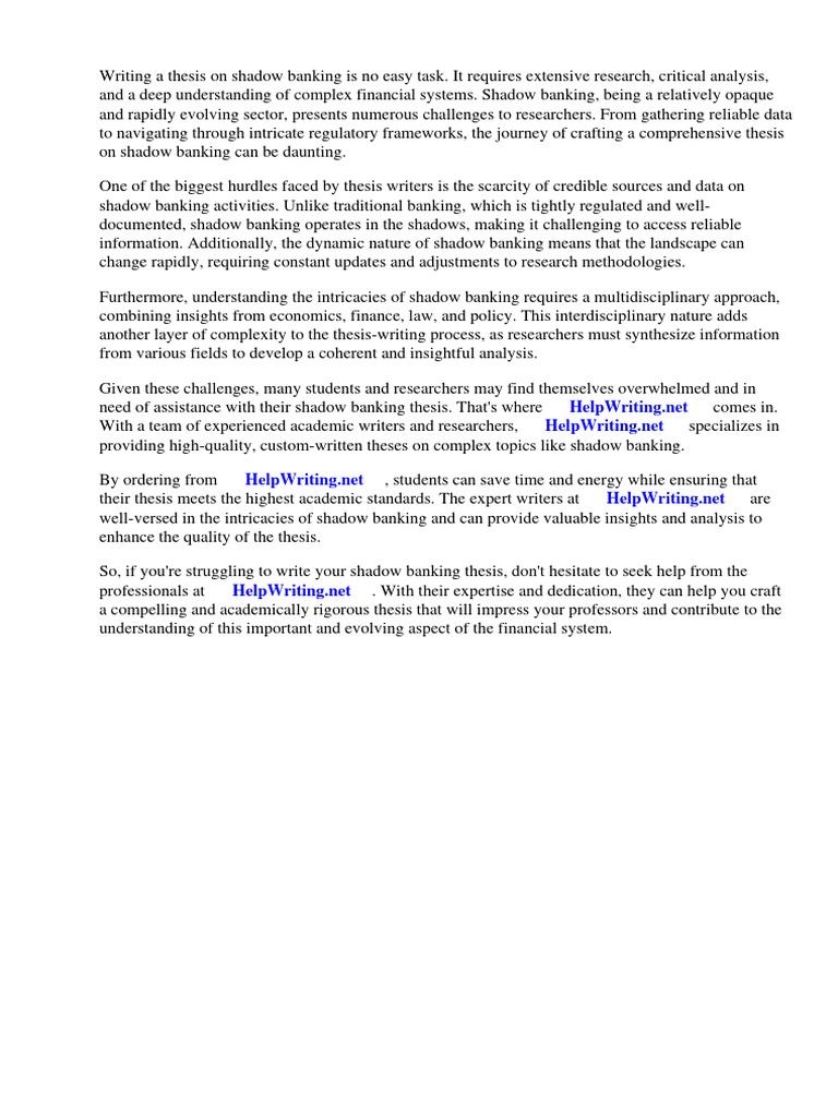 Shadow Banking Thesis | Download Free PDF | Shadow Banking System | Banks