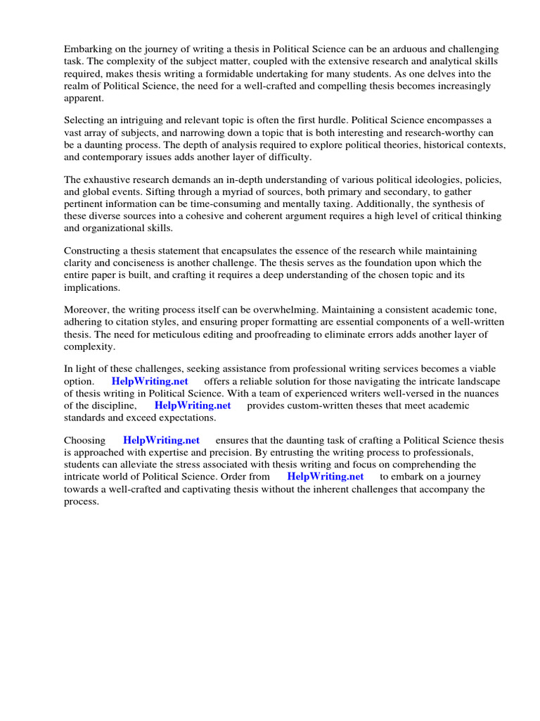Interesting Political Science Thesis Topics | PDF | Political Science ...